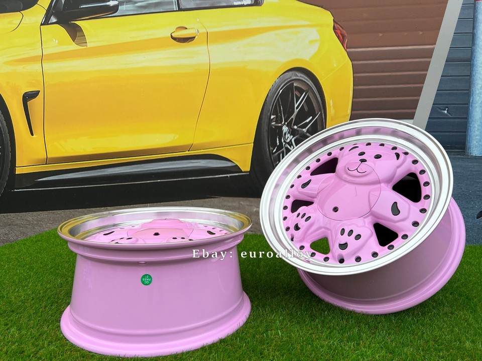 15" 4X100 RONAL URS TEDDY BEAR old school PINK wheels for VW HONDA JDM ...