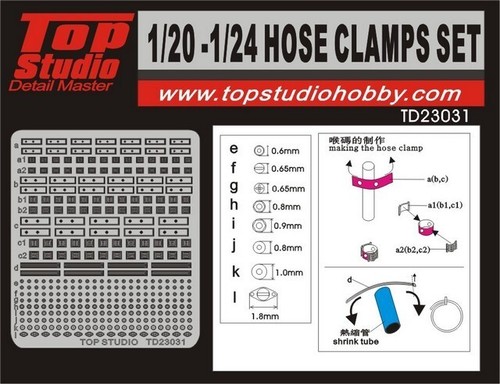 Top Studio 1/20 – 1/24 Scale Hose Clamps Set Detail-Up Item # TD23031 ...