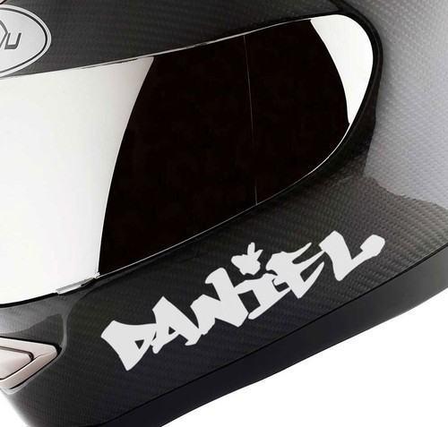 2 x Motorbike Motorcycle Crash Helmet Custom Name Stickers Decals ...