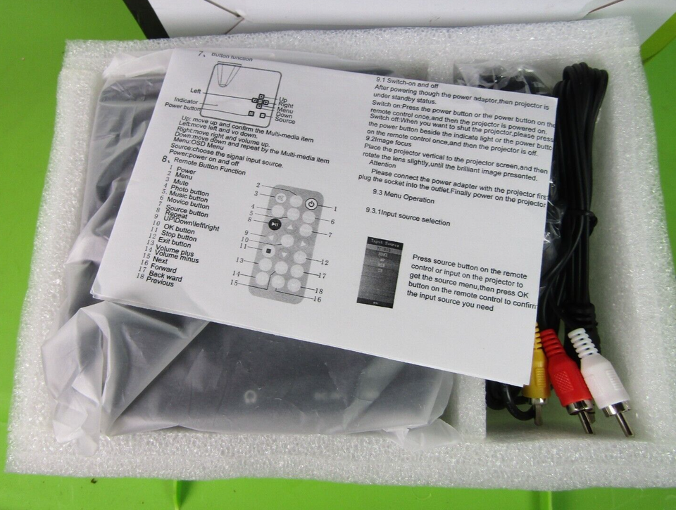 HD Mini LED Projector 24W AV/USB Input Low Power Built in Speaker ...