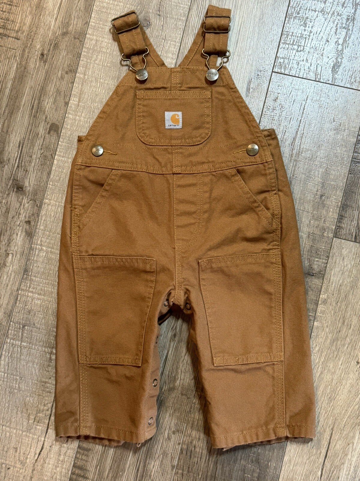 Carhartt Bib Overalls Toddler 6M 6 Month Brown Canvas Double Knee ...