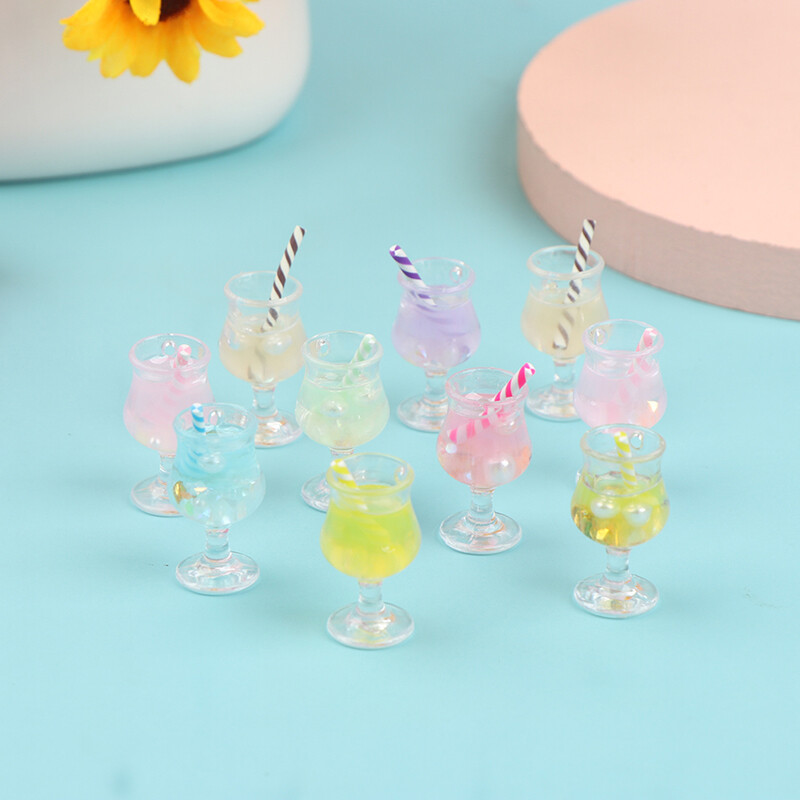 2pcs 1/12 Dollhouse Miniature juice cup Mini Cocktail Drinks Toy for ...