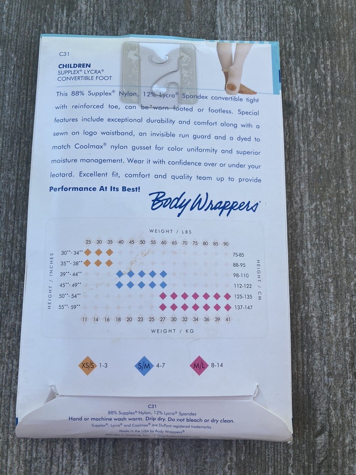 NWT Body Wrappers Total STRETCH Convertible Dance Tights Spandex T-Pink ...