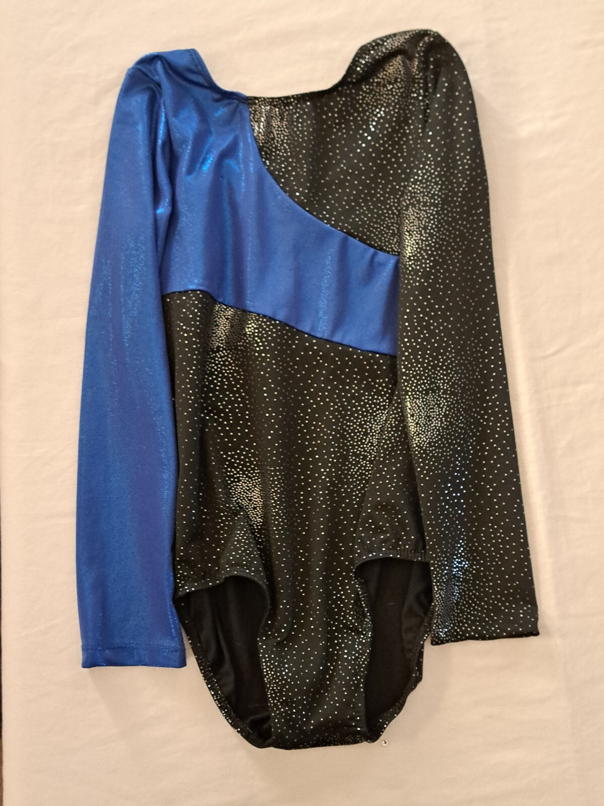 Girls Black & Blue Long-sleeved Gymnastic Leotard with Tons of Sparkle ...