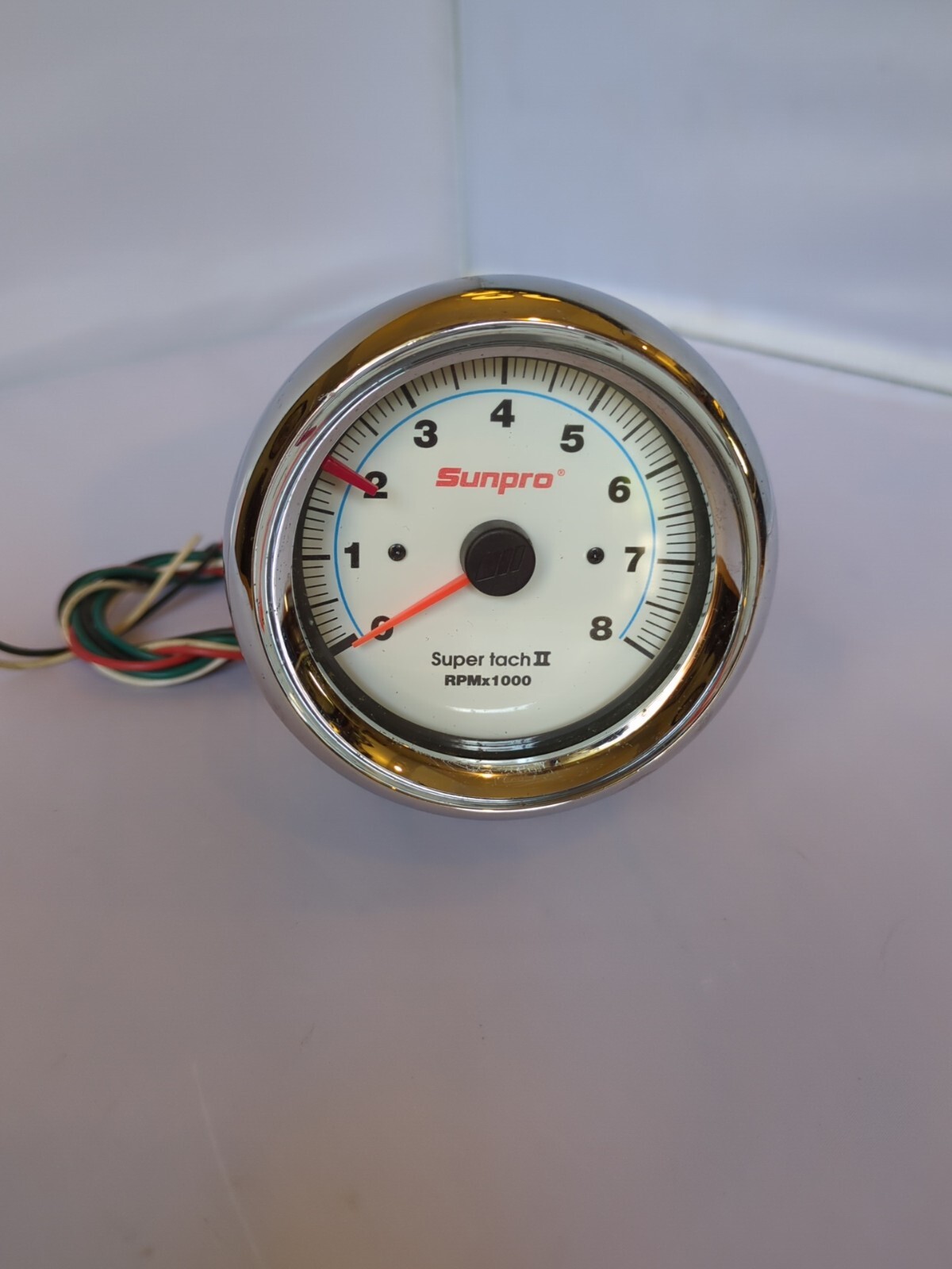 SUNPRO Super Tach II TACHOMETER WHITE/CHROME Very Clean Great Tach | eBay