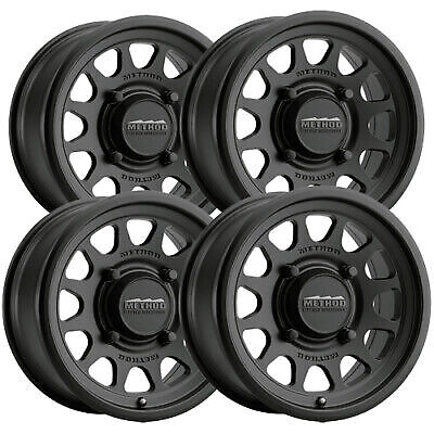 (Set of 4) Method MR414 Bead Grip 15x7 4x156 Matte Black Wheels Rims 15 ...