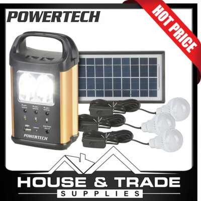 Powertech Solar Recharge LED Light Kit Monocrystalline Panel MB-3699 ...