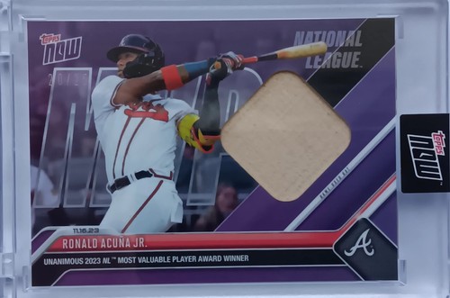 Ronald Acuna Jr. BRAVES 2023 TOPPS NOW NL MVP GAME USED BAT PURPLE 20/ ...