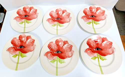 Royal Stafford Red Poppy 11" Dinner Plates Set of 6 Made in England | eBay