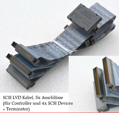 LVD SCSI UW ULTRA WIDE KABEL CABLE 5xDEVICES+TERMINATOR U320 U160 ...