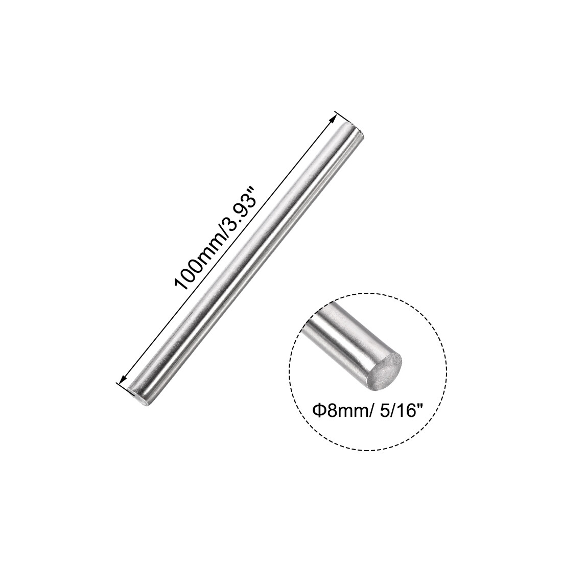 8mm x 100mm 304 Stainless Steel Solid Round Rod for DIY Craft - 5pcs | eBay