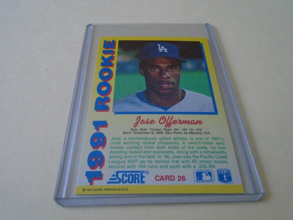 1991 Score ROOKIE # 26 JOSE OFFERMAN LOS ANGELES DODGERS | eBay