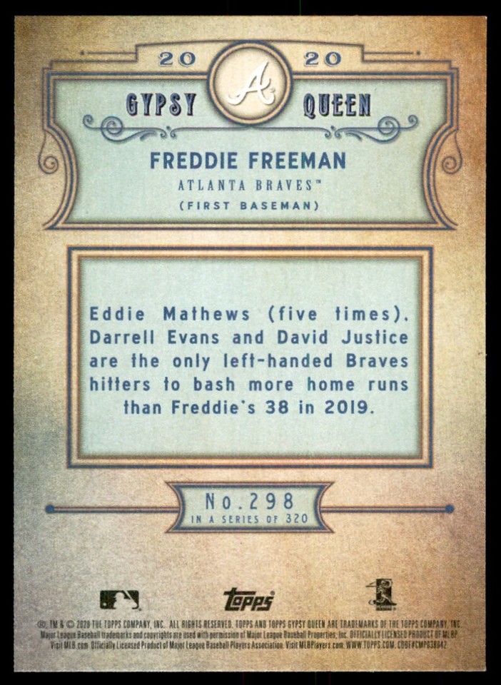 2020 Topps Gypsy Queen Freddie Freeman . Atlanta Braves #298 | eBay