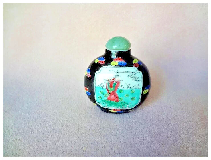 Vintage Chinese Polychrome Hand Painted Enamel Porcelain Bottle ...