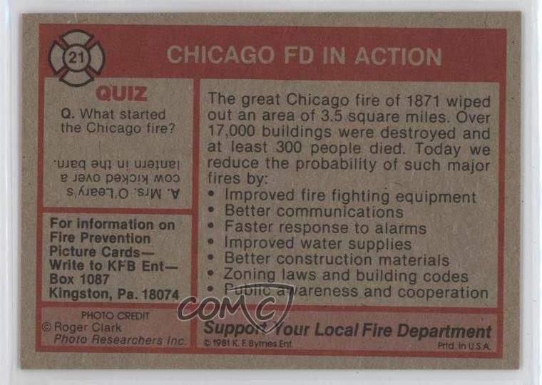 1981 KF Byrnes Fire Department Chicago FD in Action #21 s5q | eBay