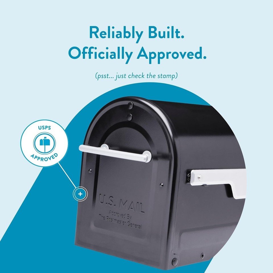 Mailboxes 7900-7B-SR-10 Boulder Post Mount Mailbox Large Black Steel ...