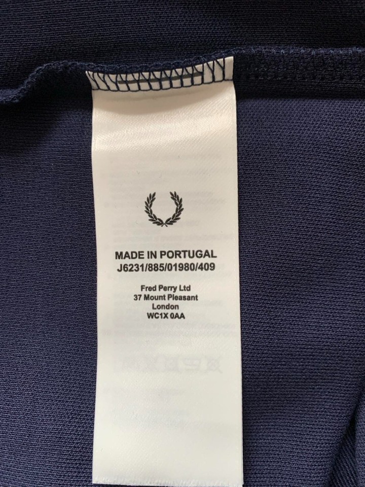 FRED PERRY TAPED TRACK JACKET CARBON BLUE FULL ZIP J6231 885 NEW WITH ...