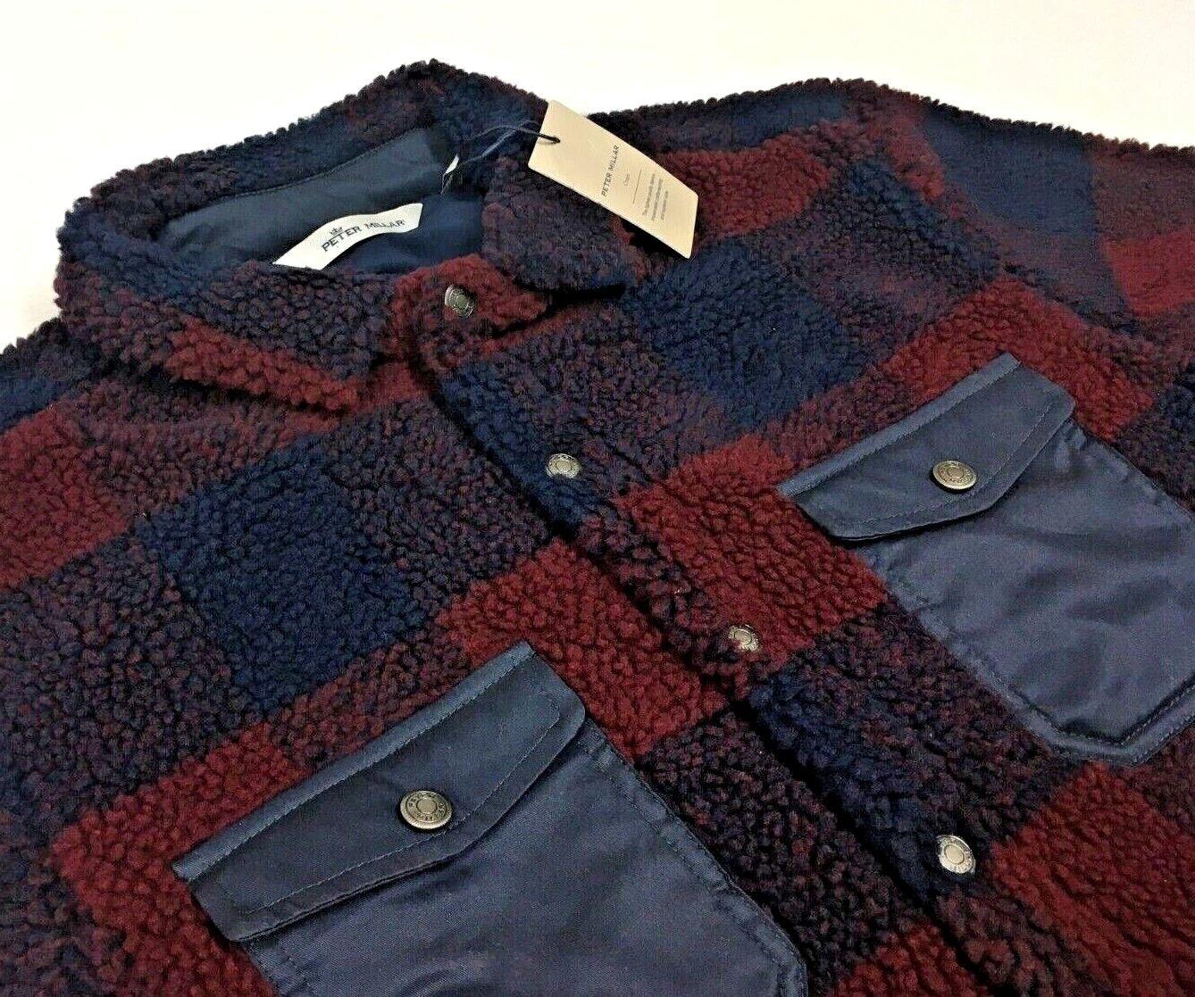 Peter Millar Sherpa Fur Red Buffalo Golf Field Overshirt Shirt Jacket ...