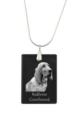 Redbone Coonhound - Crystal pendant with dog, silver necklace with ...