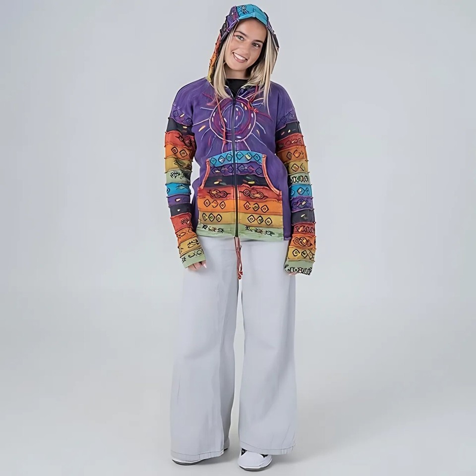 Women's Gothic Boho Sun Patchwork Faded Pixie Hippy Festival Ribs ...