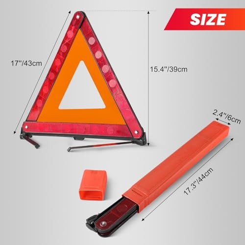 Emergency Warning Triangles | Roadside Safety Triangle, 3 Pack Foldable ...