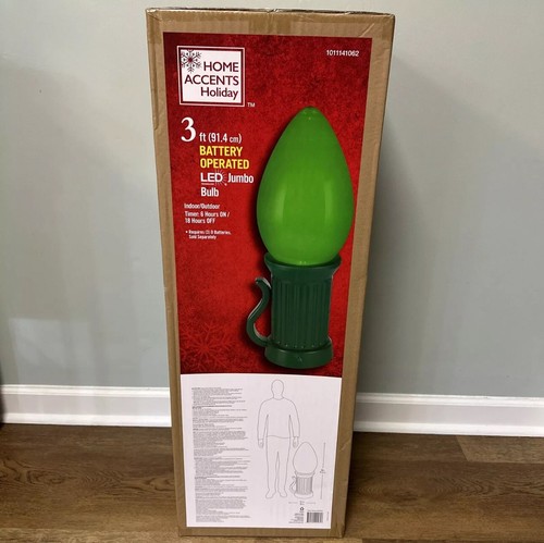 Home Accents Christmas 3’ Battery Operated LED Jumbo Bulb Blow Mold W ...