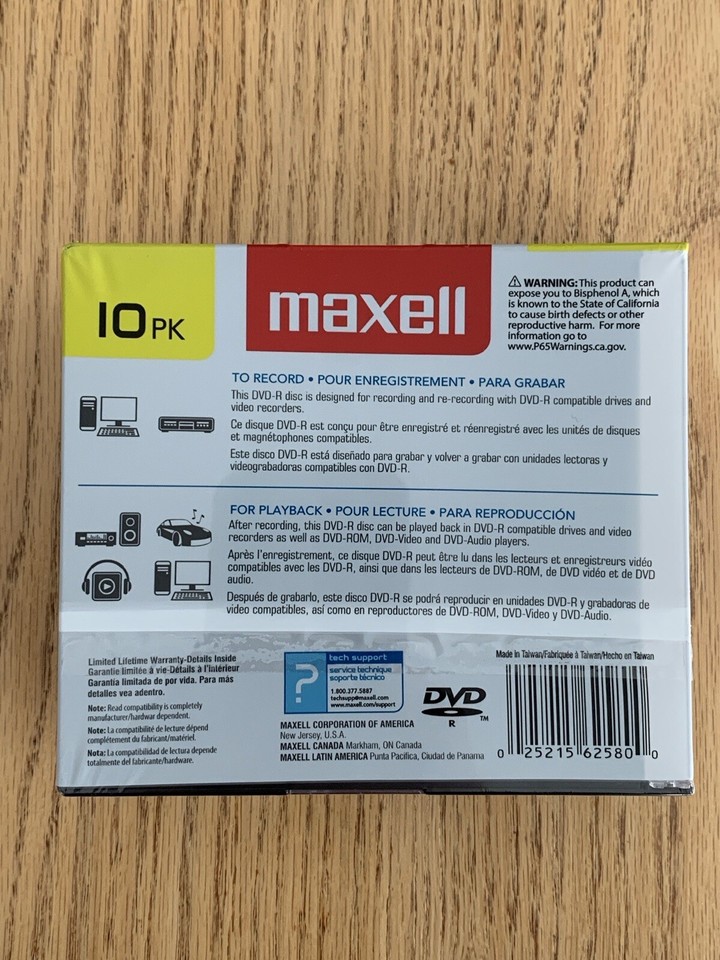 Maxell 638004 4.7Gb Dvd-R 10Mm Jewel case, 10-pack (with jewel case) | eBay