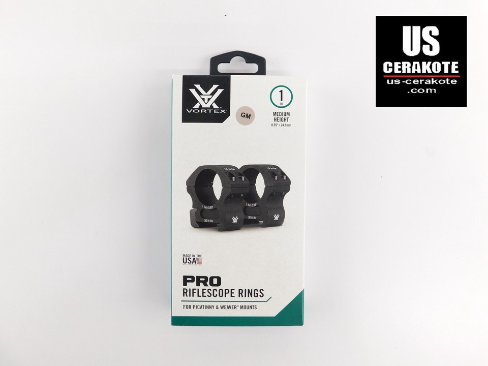 Vortex Pro Series 1" Medium Weaver Style Scope Rings Gun Metal Grey PR1 ...