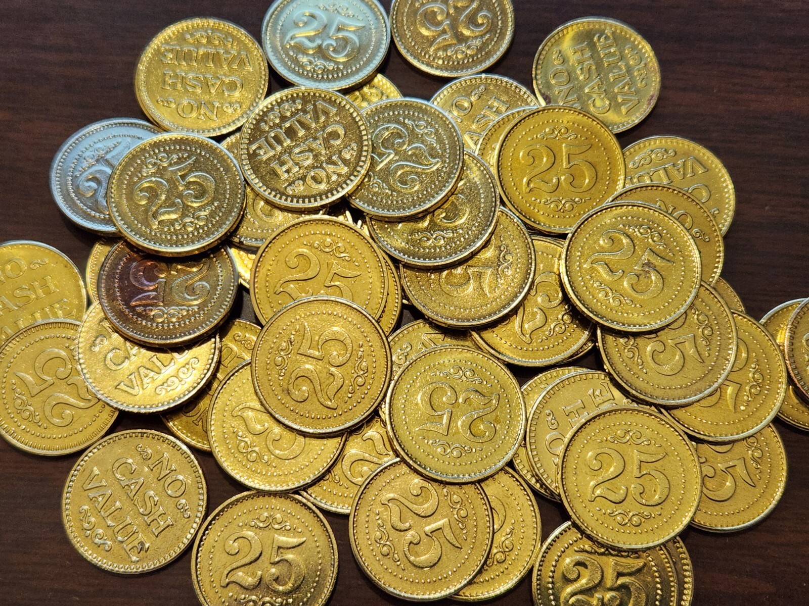 No Cash Value Brass Tokens - 25¢ Play Value - Size 0.900" Lot of 50 ...