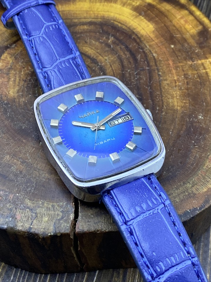 Watch Chaika Quartz Rezonator 3050 Soviet electronic-mechanical Blue ...