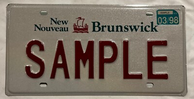 LICENSE PLATES COLLECTOR SAMPLE NEW BRUNSWICK CANADA 1998 | eBay