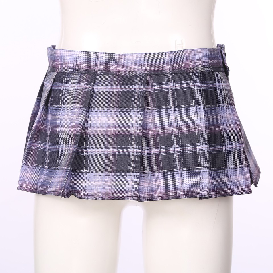 Women Ladies Schoolgirl Mini Plaid Skirt Short Micro Dress Role Play ...