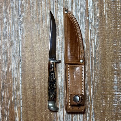 CASE XX USA M5F Sambar Stag Handle Fixed Blade Hunting Knife w/ Sheath ...