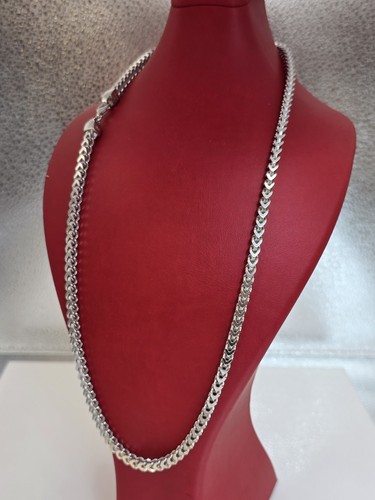 925 Sterling Silver SQUARE Franco Link Chain Necklace Rhodium Plated 22 ...