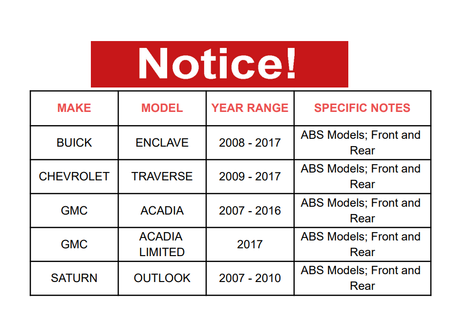 Front or Rear Wheel Bearing & Hub for Chevy Traverse Enclave GMC Acadia ...