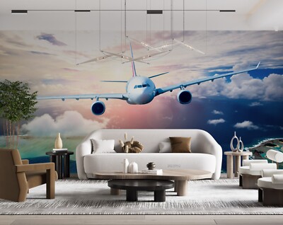 3D Sky Cloud Airplane Wallpaper Wall Murals Removable Wallpaper 64 ...