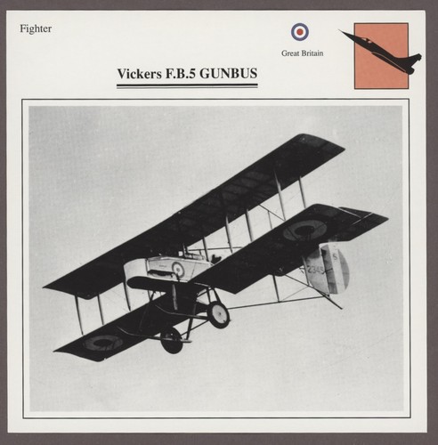Vickers F.B.5 Gunbus Edito Service Warplane Aircraft Military Card ...
