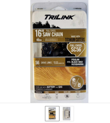 TriLink 16" Full Chisel SC56 Titanium Cutters Chain Saw Chain Free US ...
