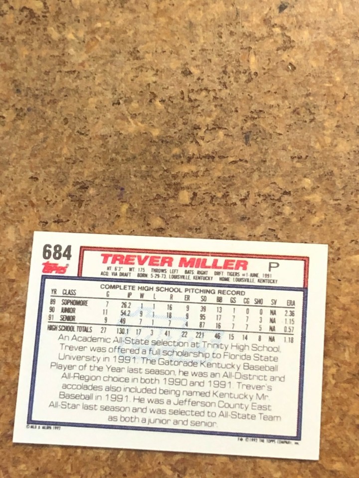 1992 Topps Micro Baseball # 684 Draft Pick Trever Miller RC | eBay