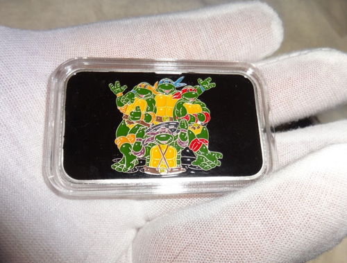 Teenage Mutant Ninja Turtles TMNT ENAMELED 1oz AG .999 Fine Silver Art ...