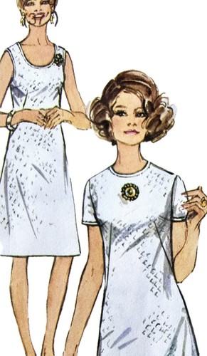1960s A Line Scoop Neck Midi Princess Dress Simplicity 9175 Sewing ...