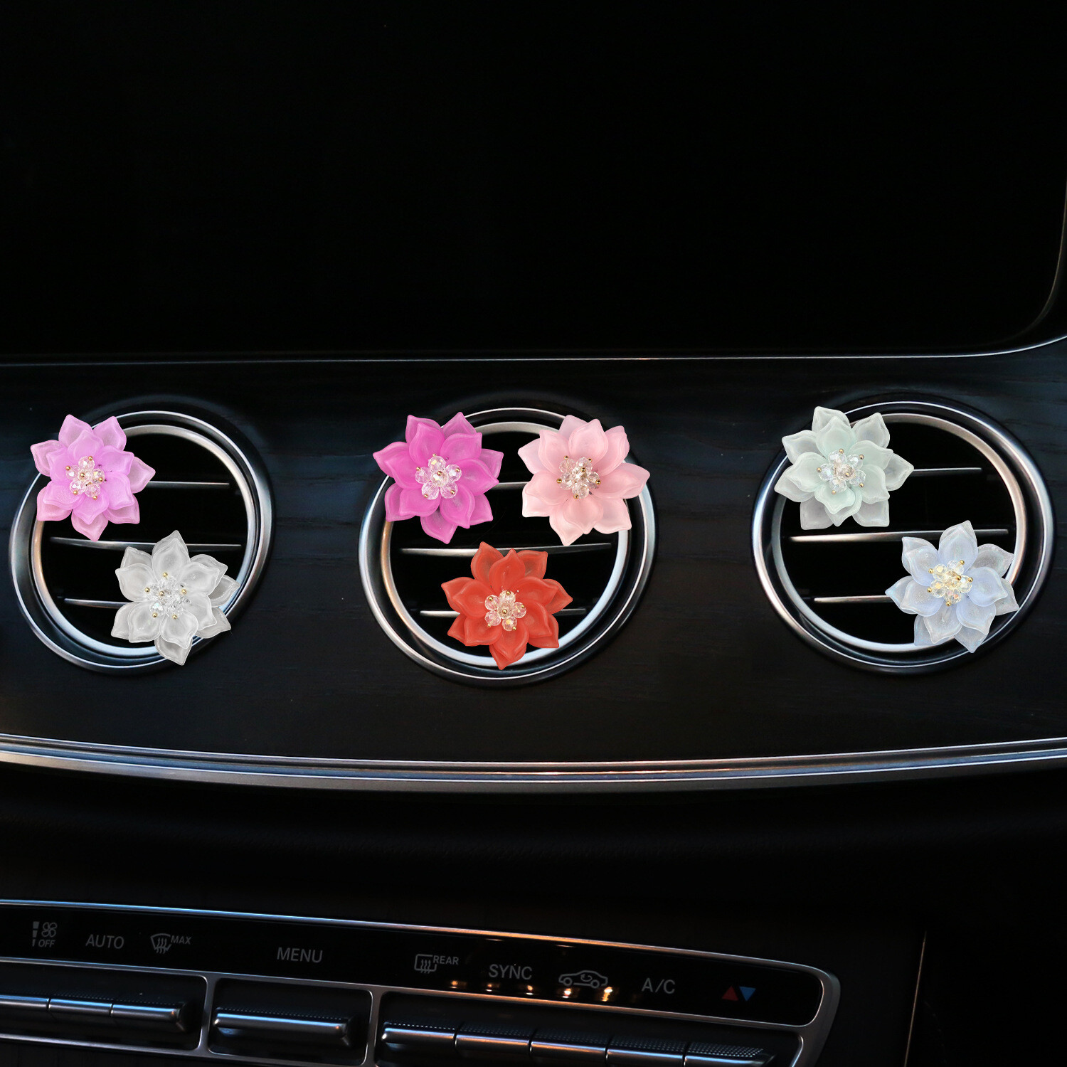 New Matte Petal Lotus Car Air Freshener Clip Metal Car Perfume Holder ...