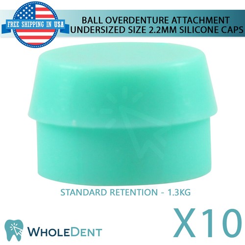 10x Standard Aqua Silicone Cap Ø2.2mm Ball Attachment Abut ment Dental ...