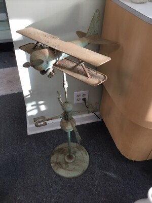 Rare Antique Vintage Metal Bi Plane Weathervane Airplane Aeroplane | eBay
