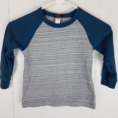 Tea Collection Boys Shirt Size 4 long sleeve Turquoise gray Tee | eBay