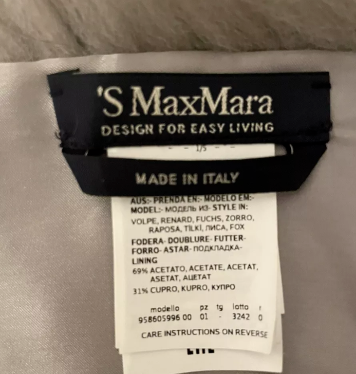 'S MAX MARA FOX FUR COLLAR SCARF SILVER NEW WITH TAGS £570 | eBay UK