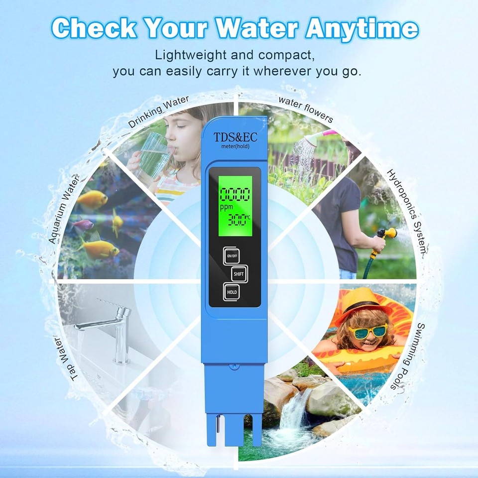 4in1 TDS PPM Meter Digital Tester Home Drinking Water Quality Purity ...