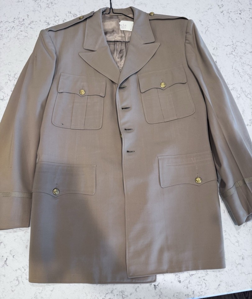 WWII US Army AMC Officer Coat 42 Reg Khaki Tropical Dress Jacket ...