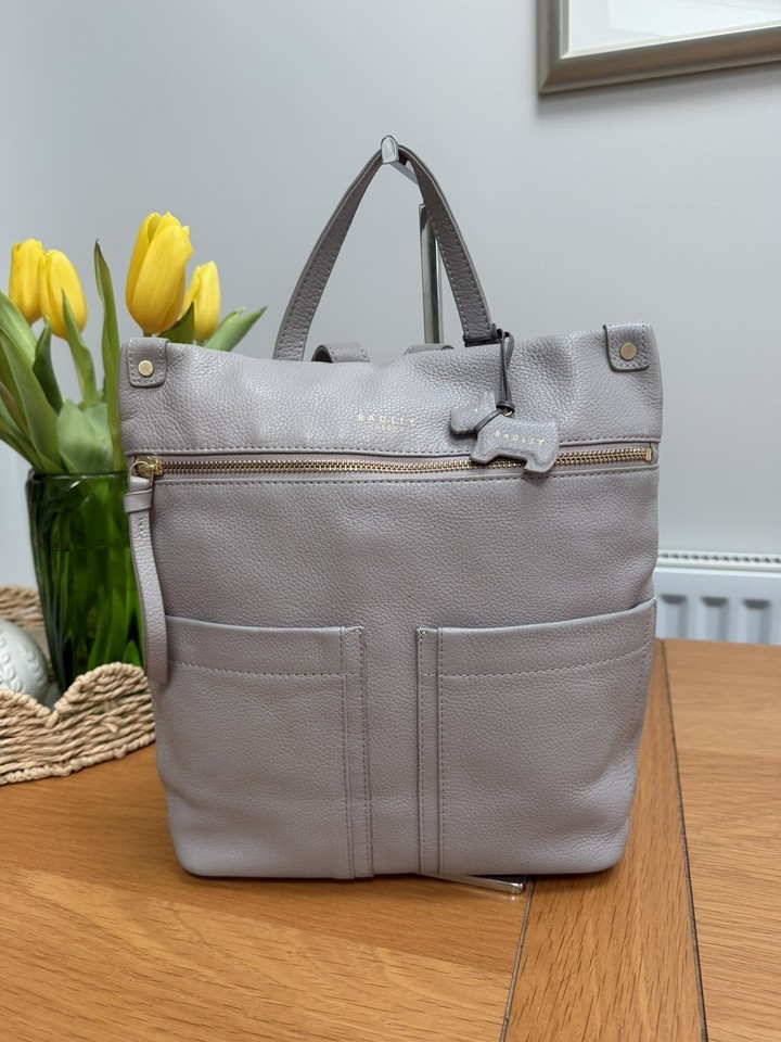 RADLEY grey soft pebbled leather medium sized backpack. | eBay UK