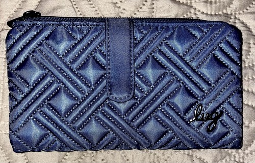 Lug Wallet Tram 2 Blue Snap 9 CC Sleeves ID Window 2 Zip Pocket ...
